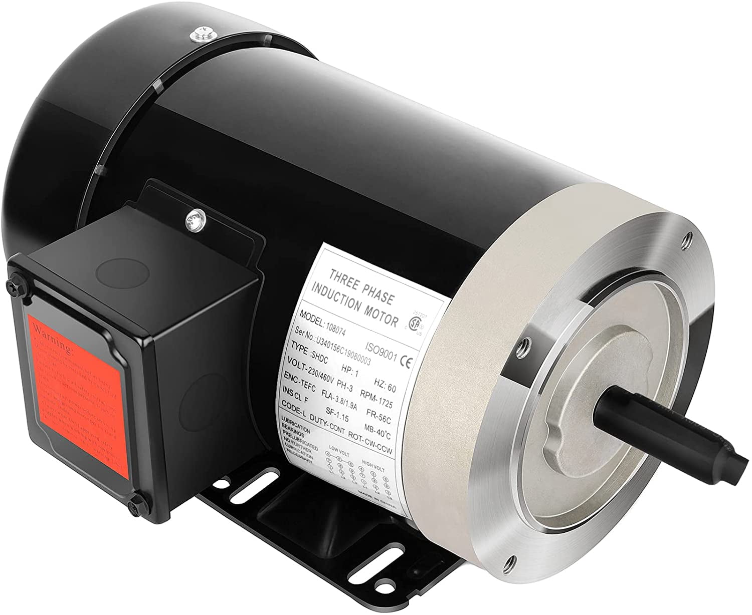 1HP Electric Motor 1725 RPM General Purpose Three Phase Motor 56C Frame ...