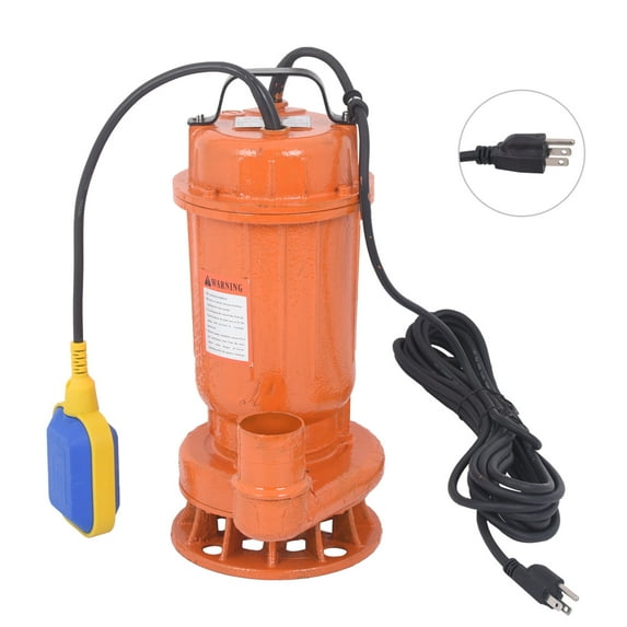 1HP Portable Cast Iron Submersible Sewage/Effluent Pump 110V 66GPM Sump ...