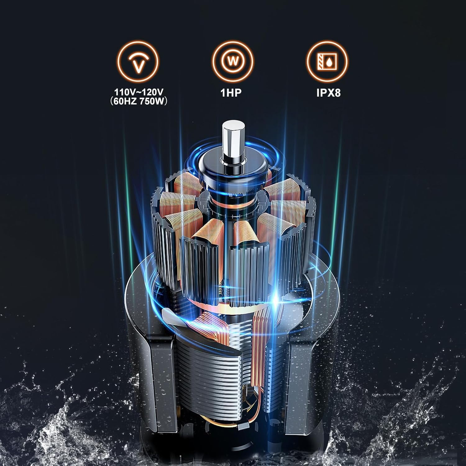 1HP Submersible Water Pump 4500 GPH Portable Utility Pump for Pool ...