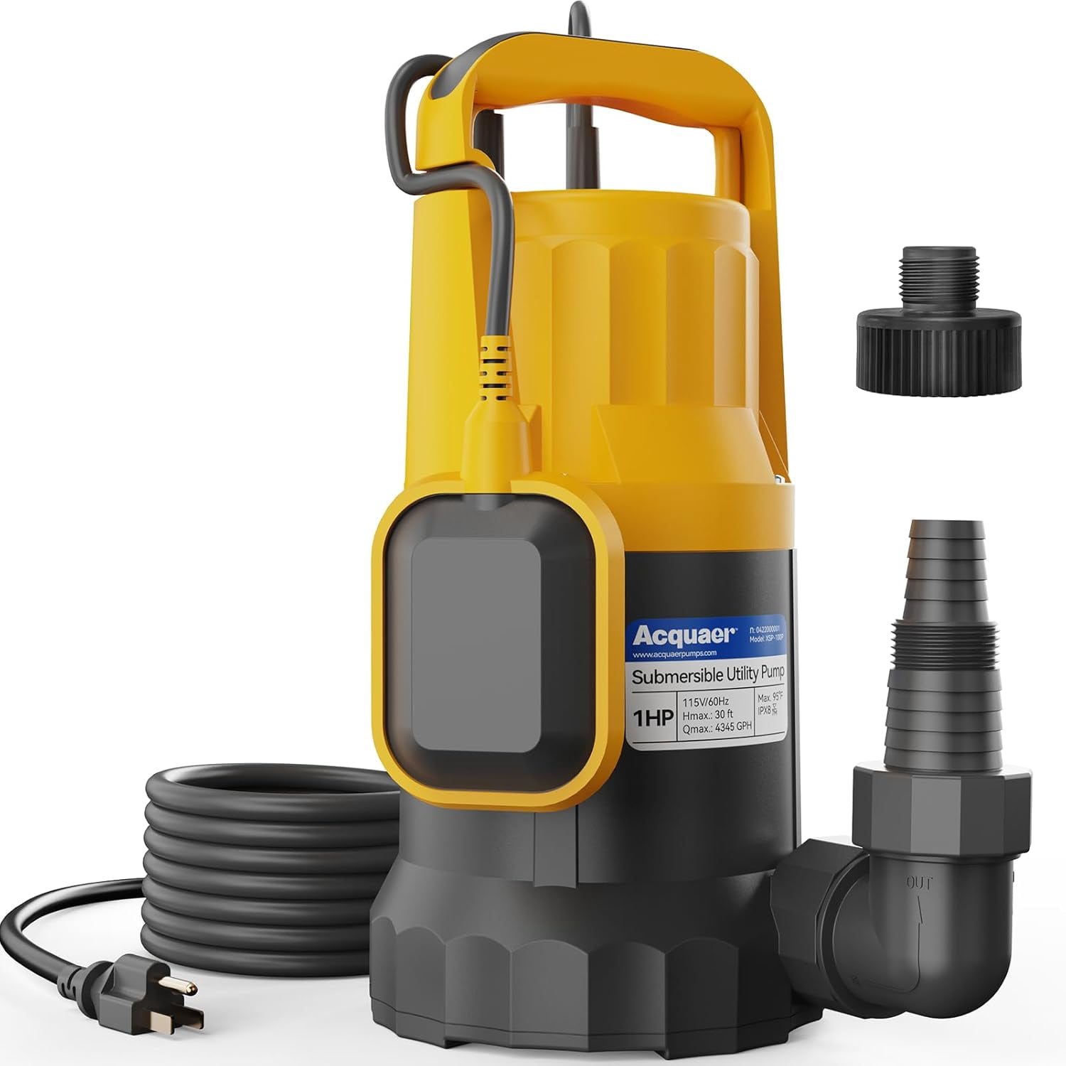 1HP Utility Pump 4345GPH Submersible Sump Pump with Automatic Float ...
