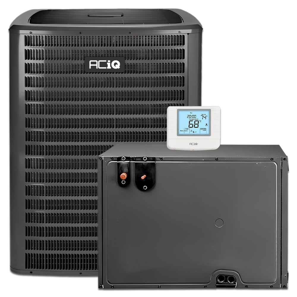 1HVAC 13.8+ SEER2 Condenser AC Unit & 24.5" Horizontal Evaporator Cased ...