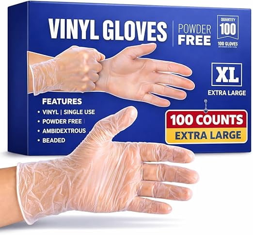 1InTheHome Vinyl Gloves, Plastic Disposable Gloves for Food Handling ...