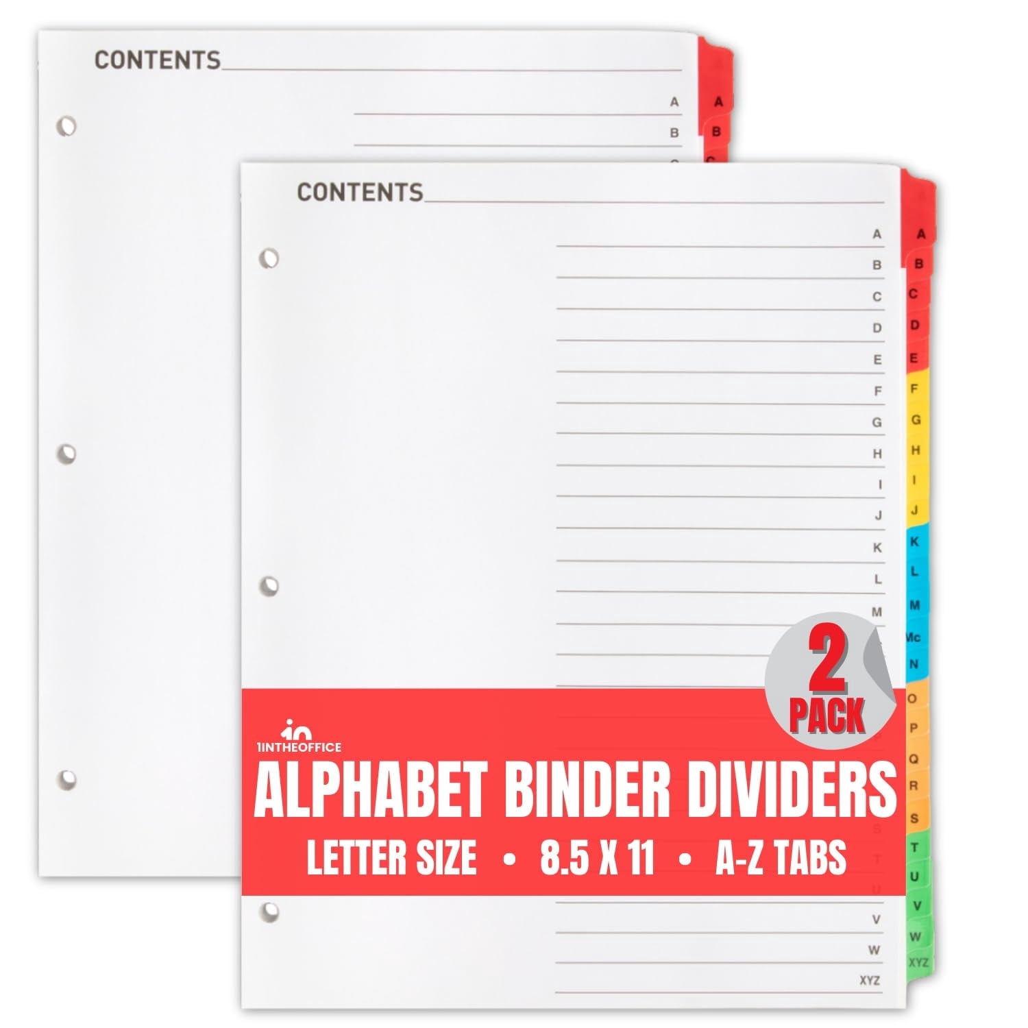 1InTheOffice 3 Ring Binder Dividers, A-Z Dividers, ABC Tabs for Binders ...