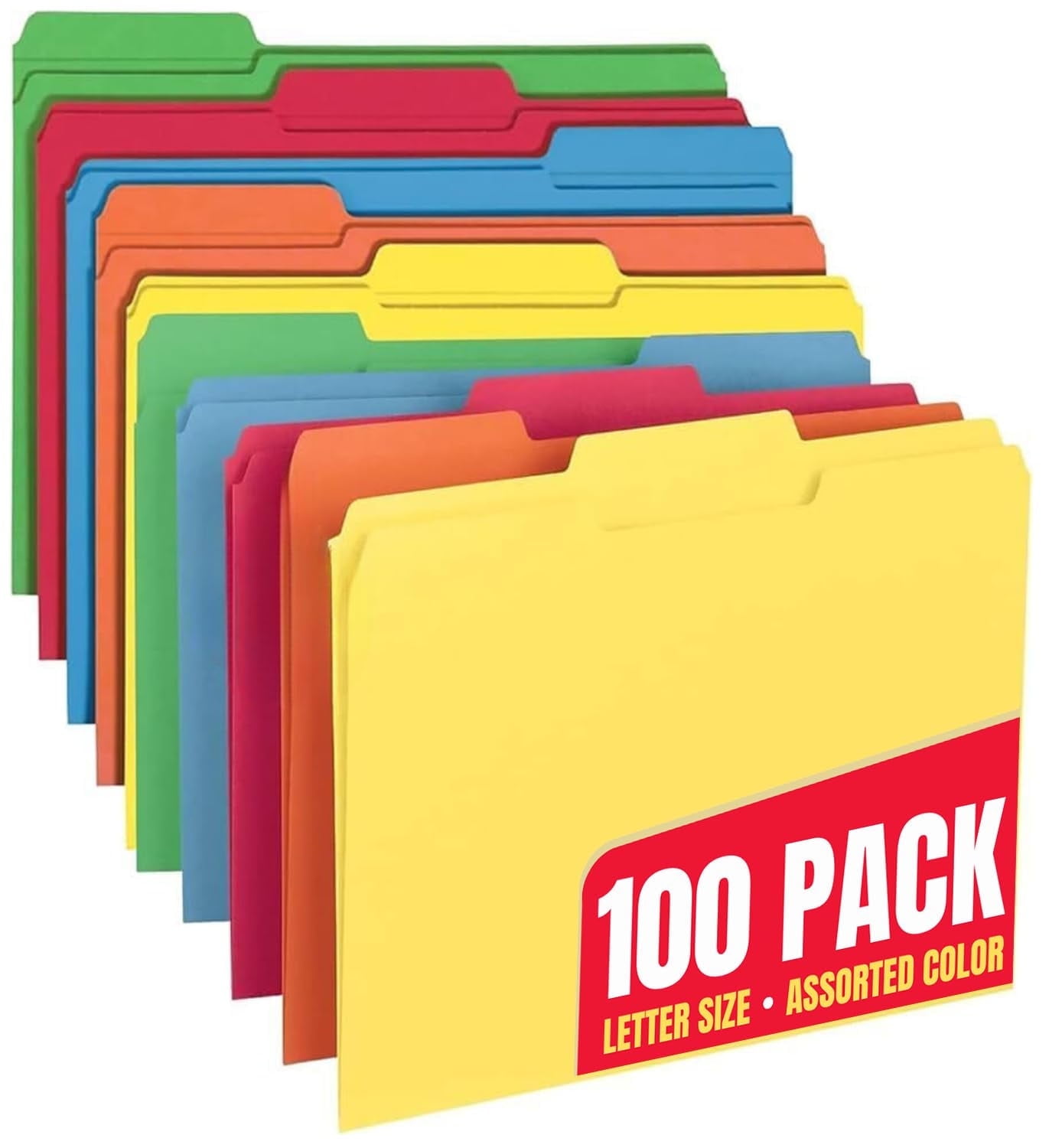 1InTheOffice Colored File Folders, Top-Tab File Folders, 3 Tab, 5 ...