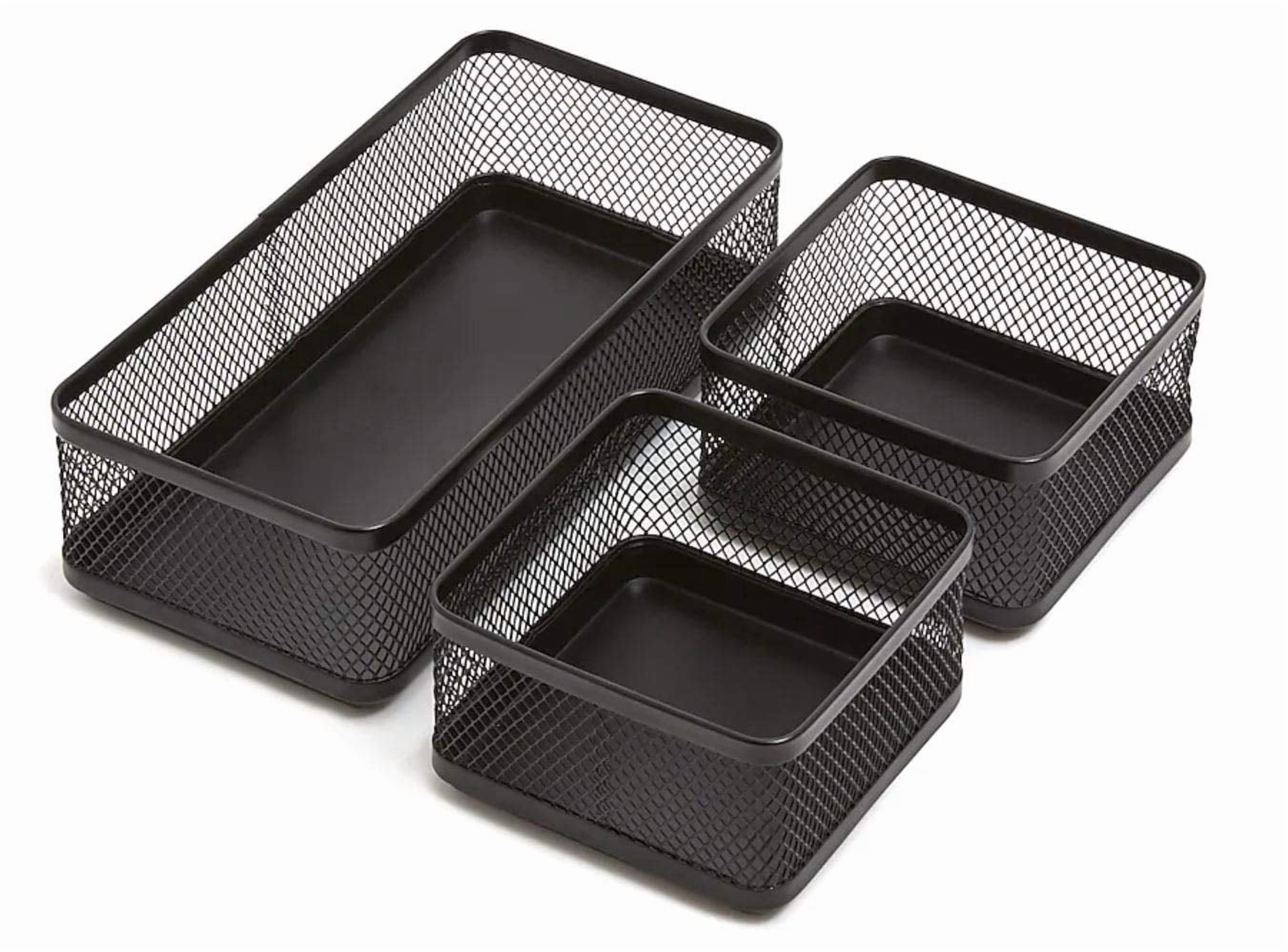 1InTheOffice Desk Baskets and Organizers Tray, Black Mesh Tray, Black ...