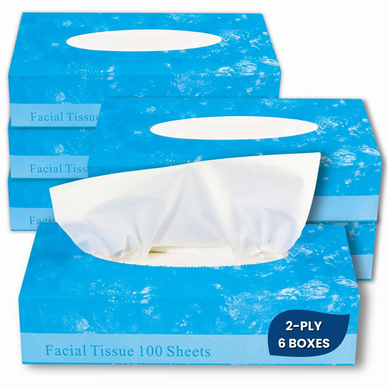 1InTheOffice Facial Tissue Paper, DMF15 White Tissue, Flat Box with 100 ...