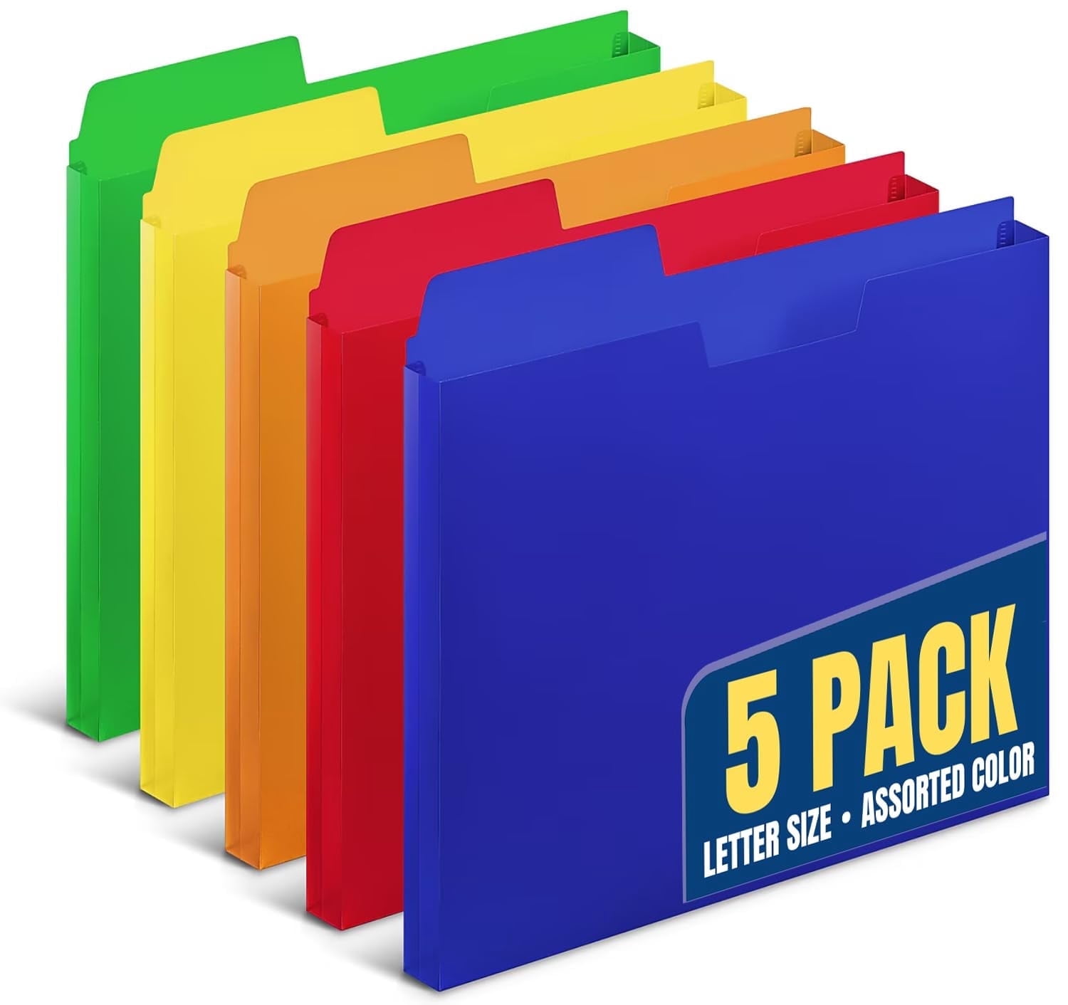 1InTheOffice File Jackets Letter Size, File Pocket Folders, Plastic ...
