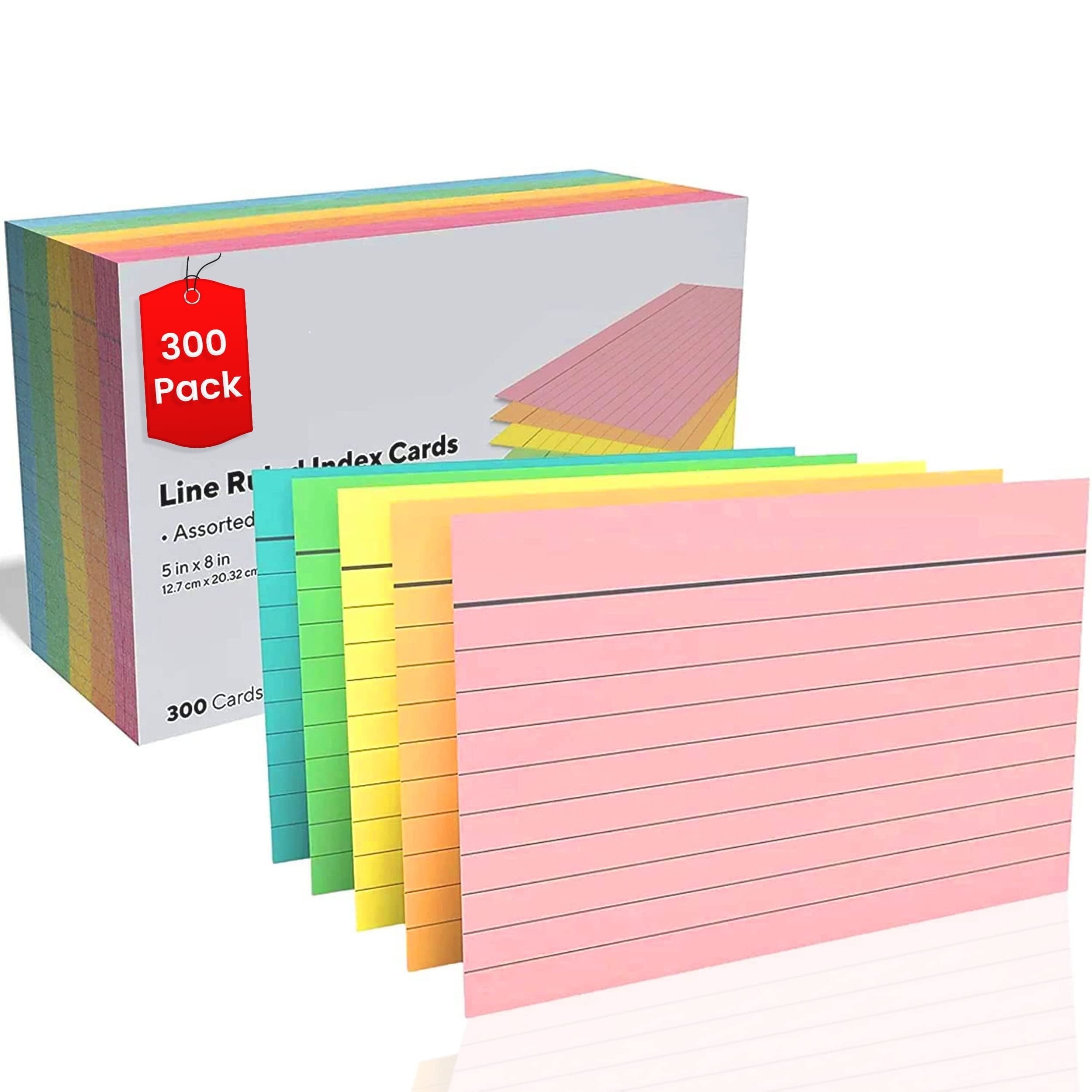 1InTheOffice Index Card 5x8 Ruled, Lined Note Cards, Flash Cards ...