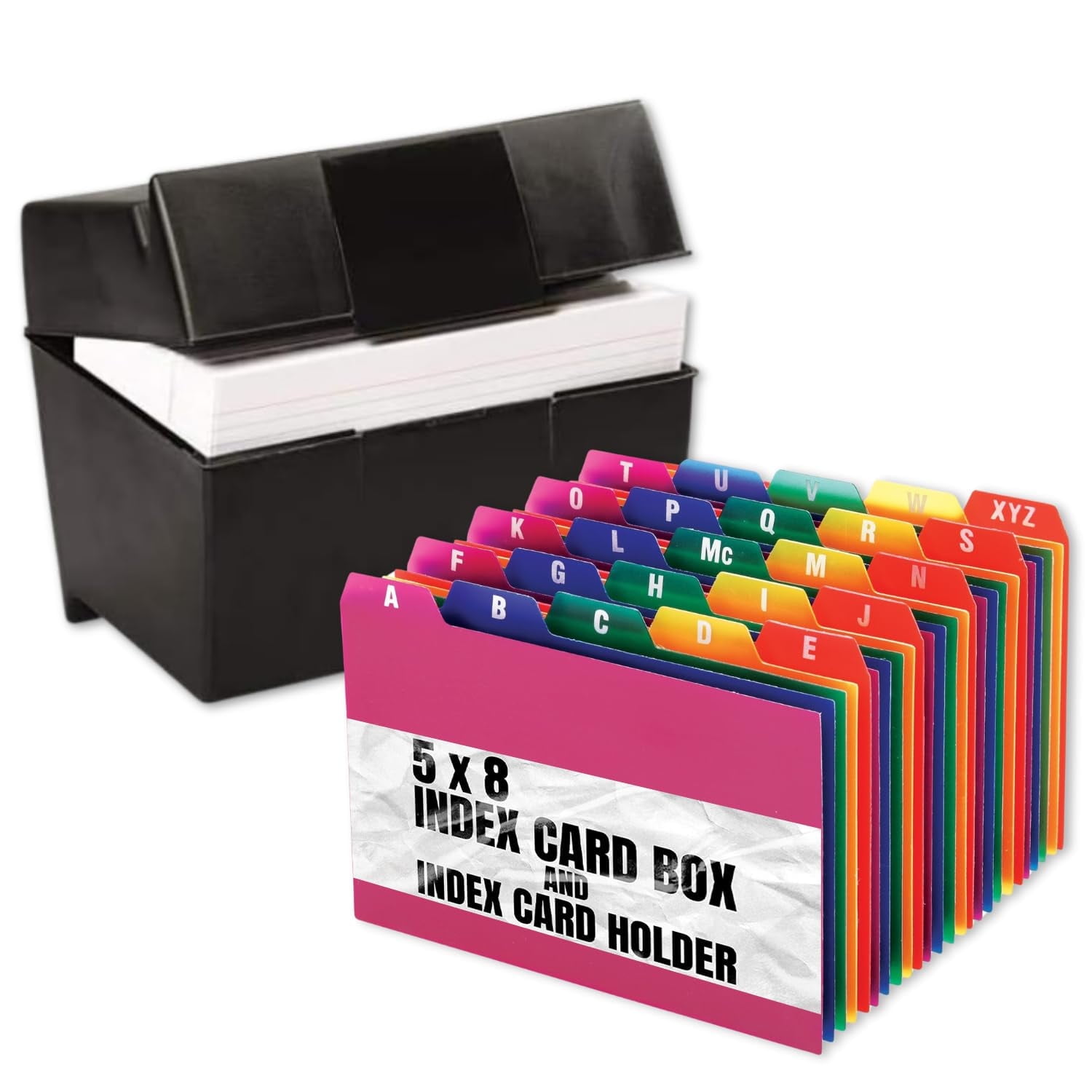 1InTheOffice Index Card Box 5x8 inch, Index Card Holder 5x8 400 ...