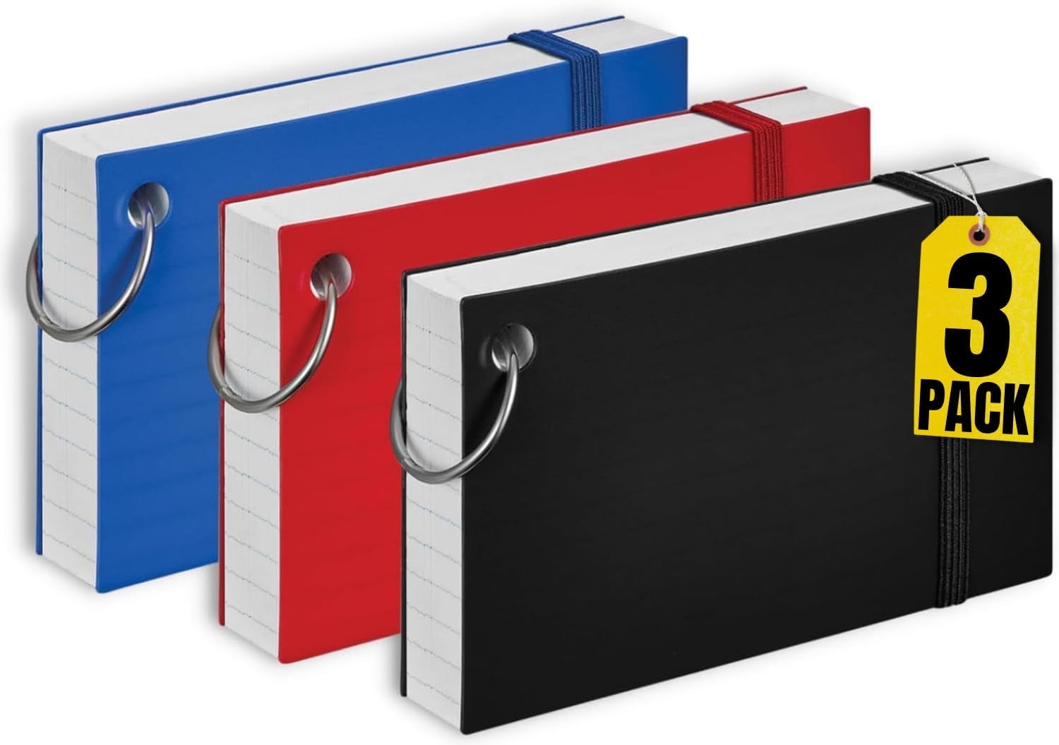 1InTheOffice Index Cards with Ring 3x5, Flash Cards with Binder Ring ...