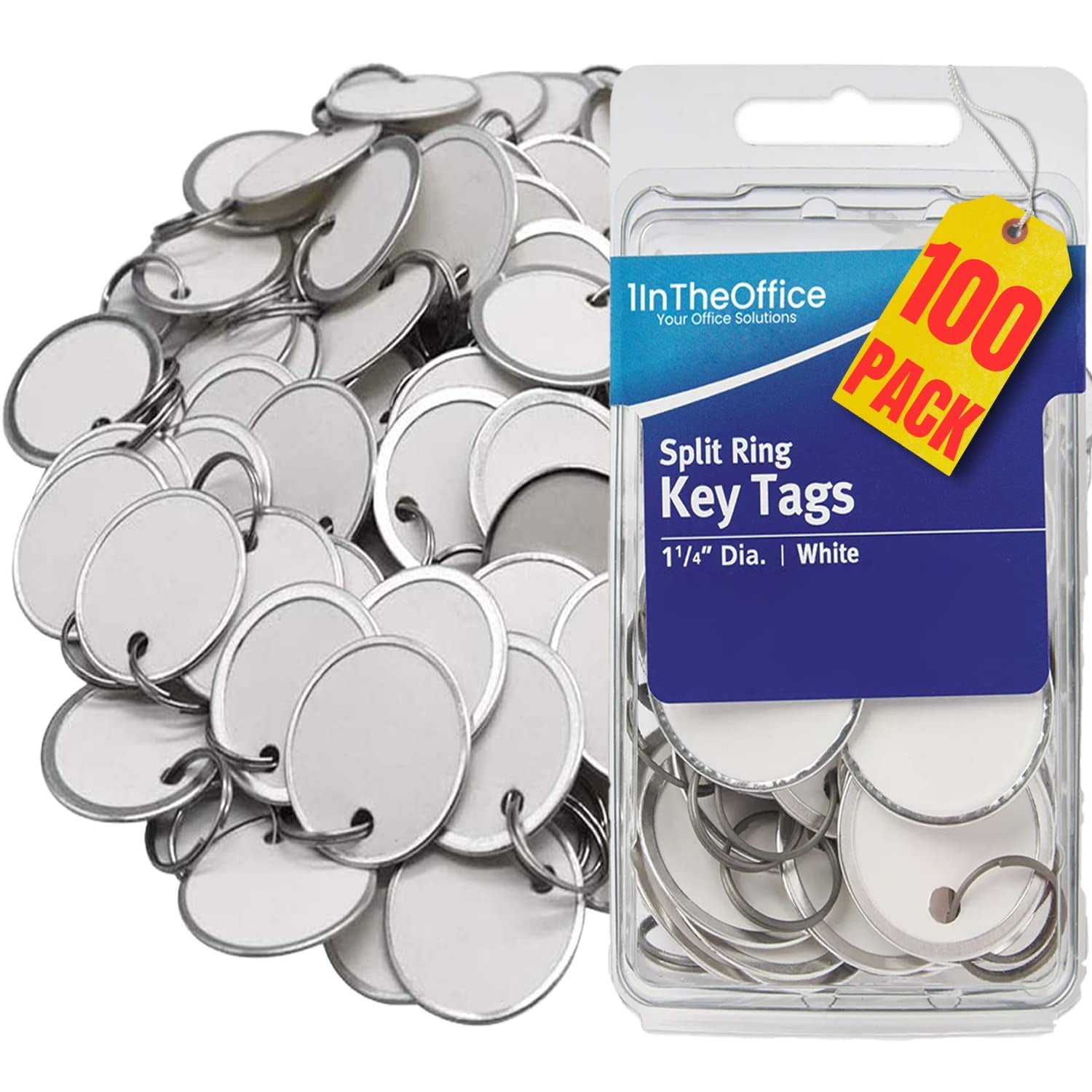 1InTheOffice Key Tags, Key Tags with Labels, Metal Tags with Split Ring ...