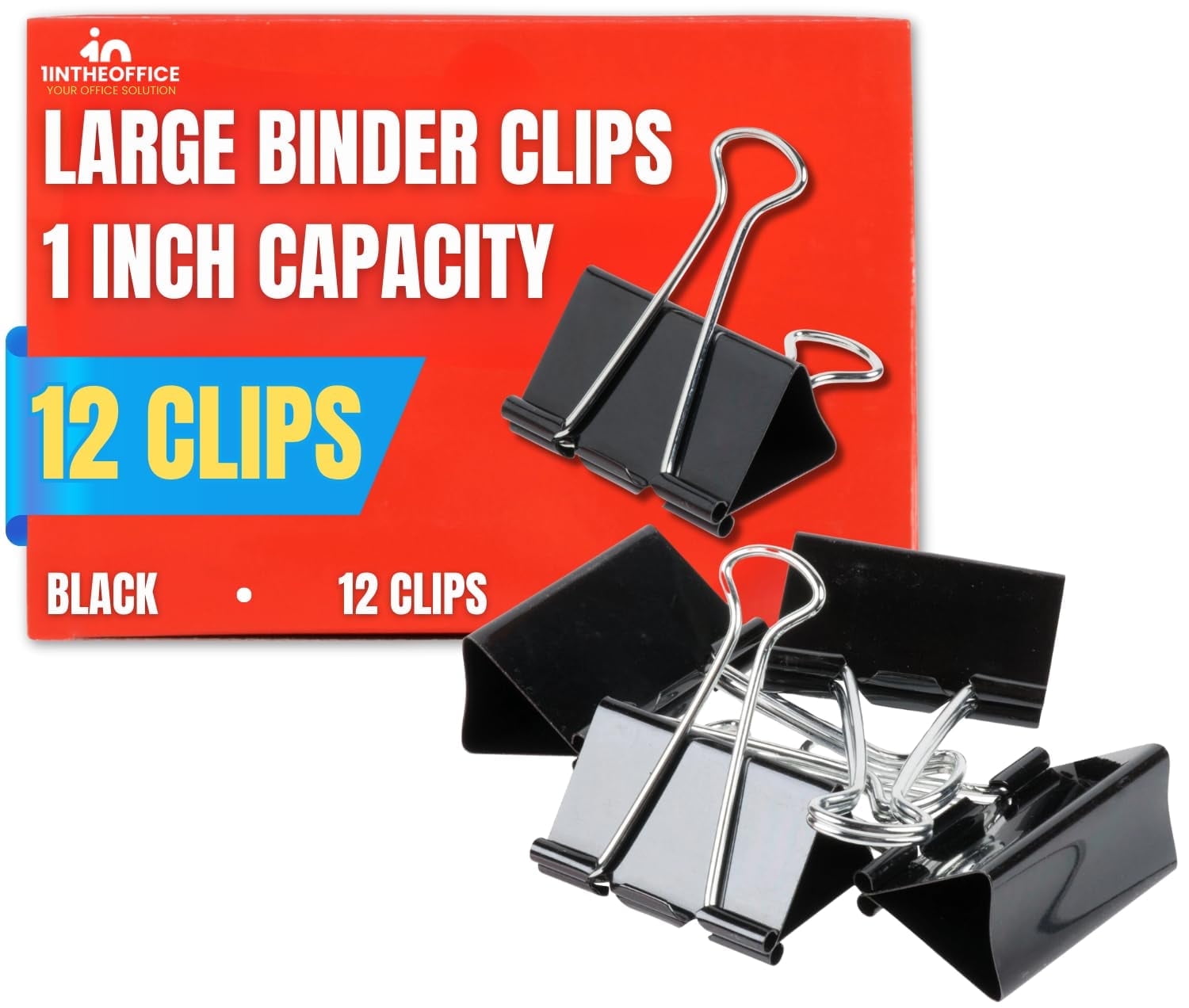 1InTheOffice Large Binder Clips, Paper Clamps, Paper Binder Clips, 1 ...