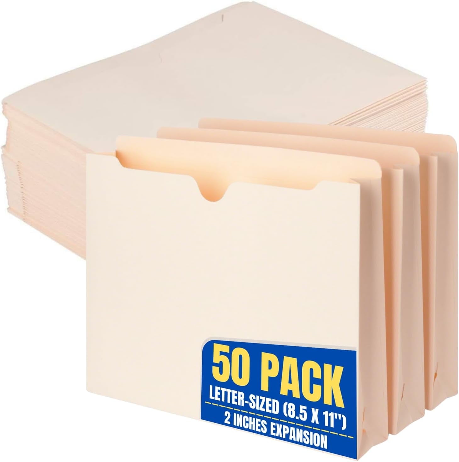 1InTheOffice Manila Expanding File Jacket, 2", Letter, "50 Pack" (2 ...