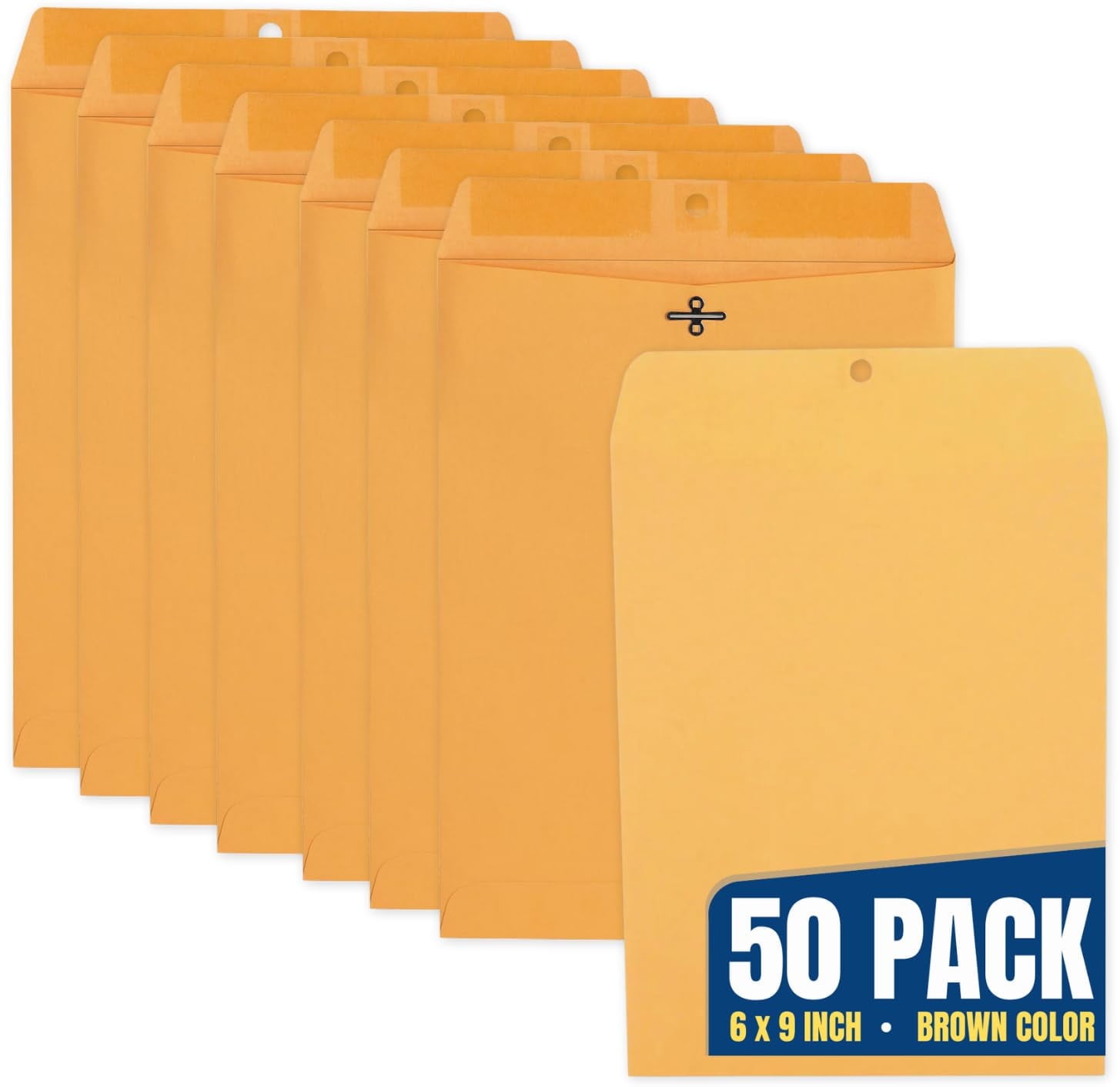 1InTheOffice Manilla Envelopes 6x9, Brown Envelopes with Clasp and Gummed Flaps, Small 6x9, 50 ...