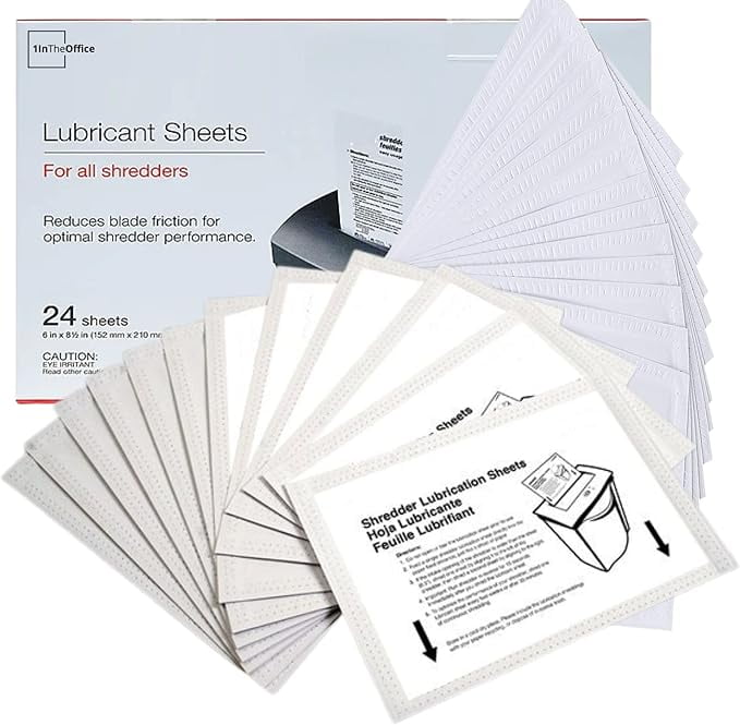 1InTheOffice Paper Shredders Lubricant Sheets 5 1/2"" x 2 3/4 ...