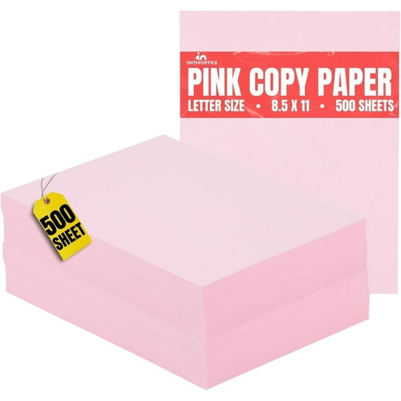 1InTheOffice Pink Copy Paper, Colored Printer Paper, Copy Paper for ...