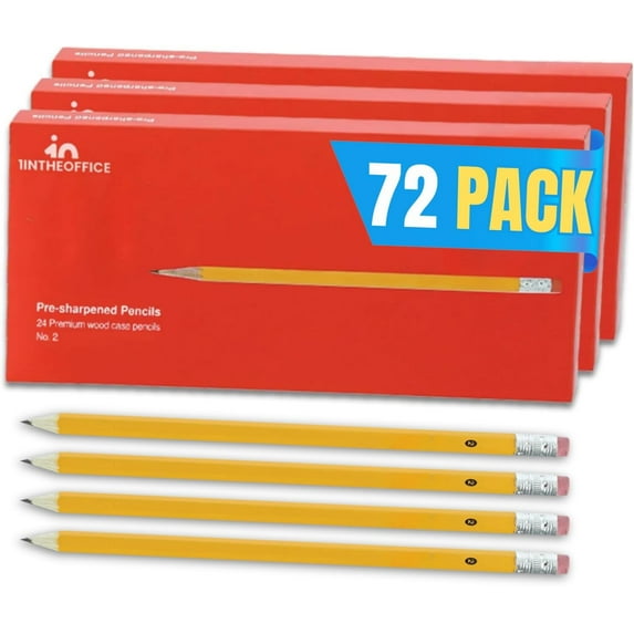 1InTheOffice Pre Sharpened Pencils #2, Pencils with Eraser, 2 HB, Wood ...