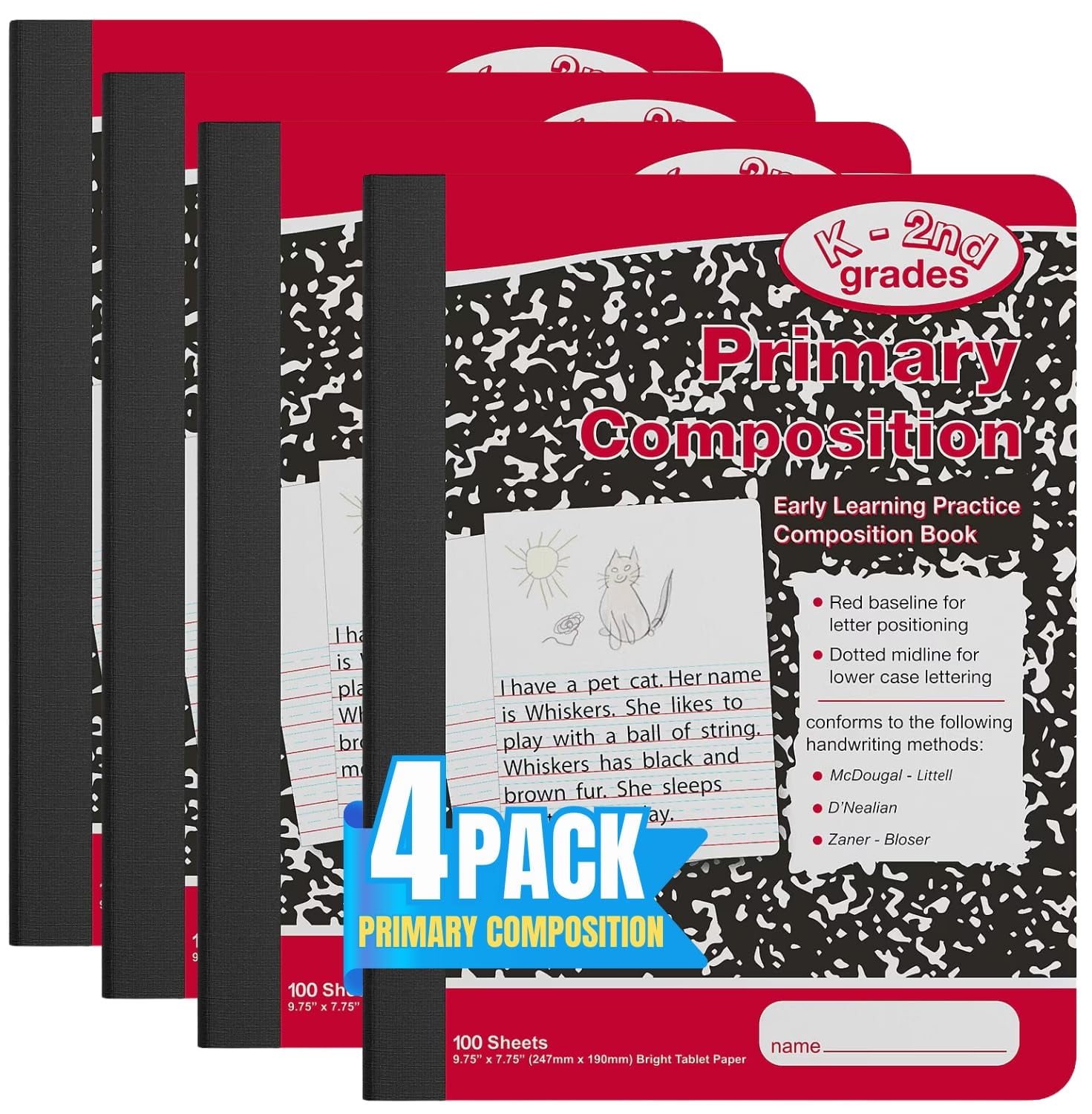 1InTheOffice Primary Composition Notebook K-2, Primary Journal, Kindergarten Notebook, 7.5" x 9. ...