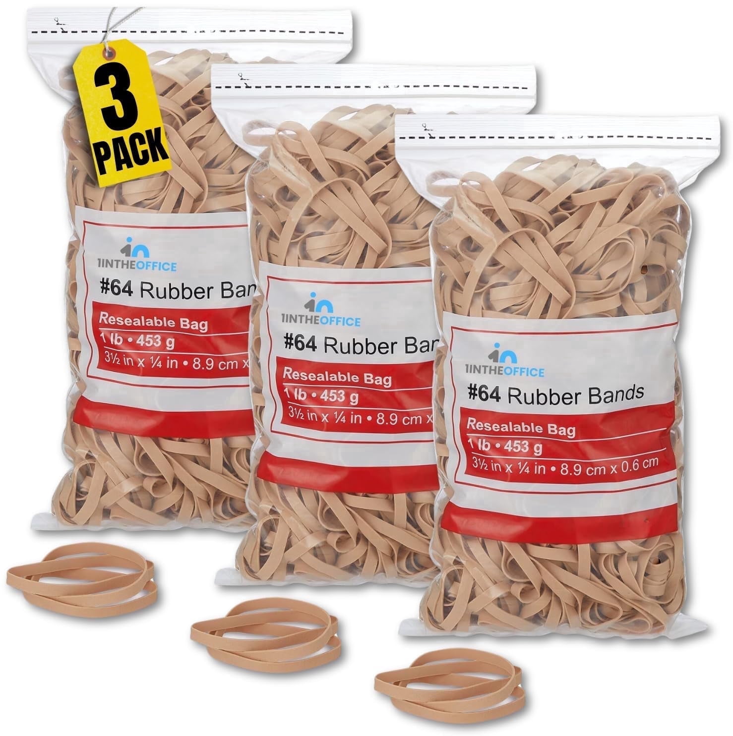 1InTheOffice Rubber Bands #64, Thick Rubber Bands, Heavy Duty Rubber ...