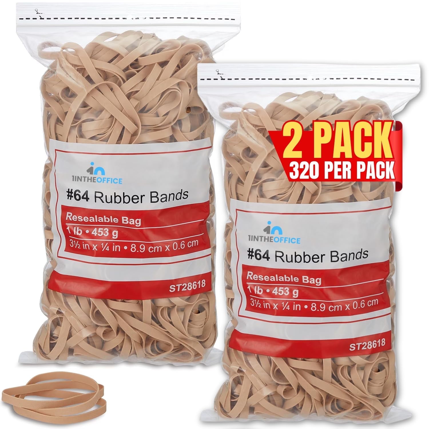 1InTheOffice Rubber Bands #64, Thick Rubber Bands, Heavy Duty Rubber ...