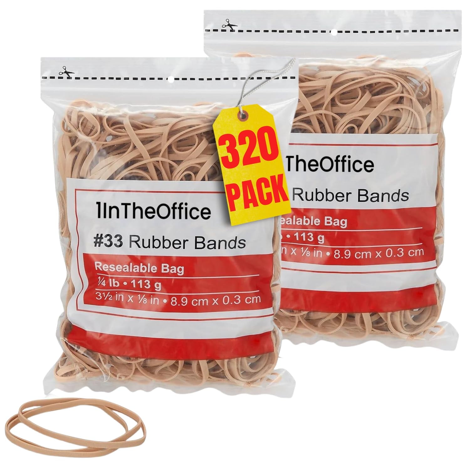 1InTheOffice Size 33 Rubber Bands, Elastics Rubber Bands, #33 Rubber ...