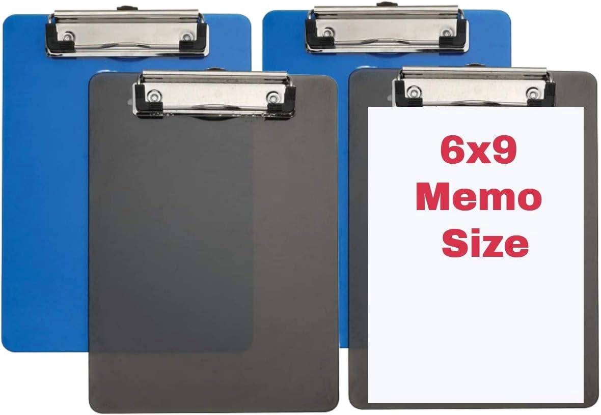 1InTheOffice Small Clipboards 6x9 Plastic Memo Size, Translucent Blue ...