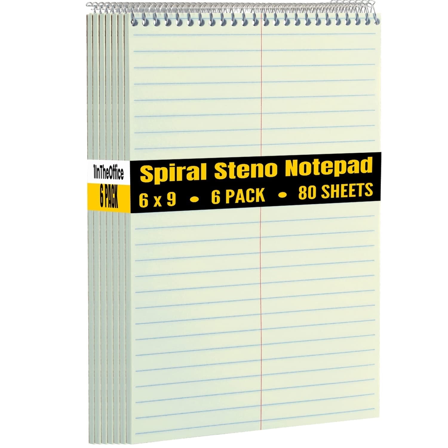 1InTheOffice Steno Pads Spiral 6x9, Spiral Note Pad, Gregg Ruled Spiral ...