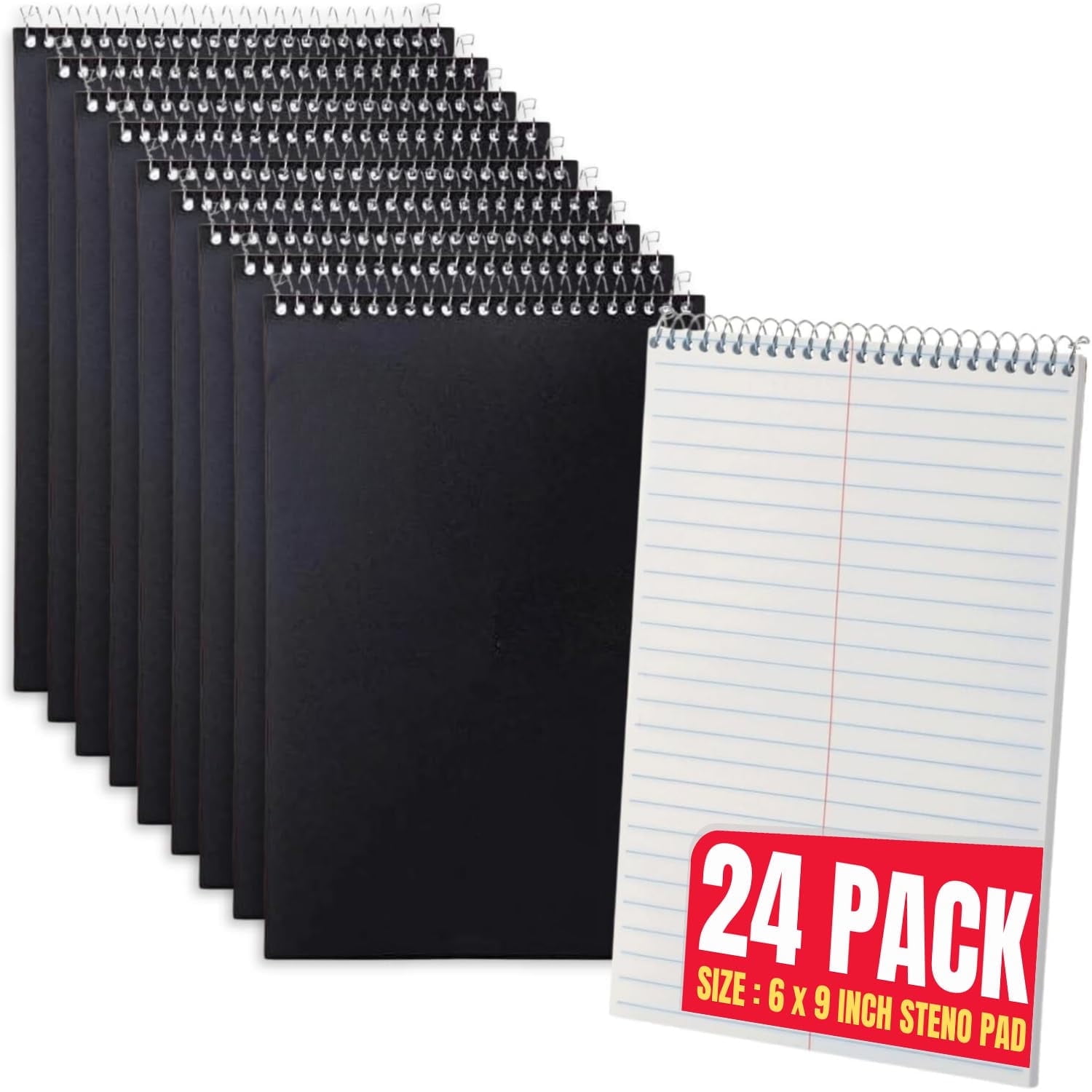 1InTheOffice Steno Pads Spiral 6x9, Steno Note Pads, Spiral Steno Pads ...