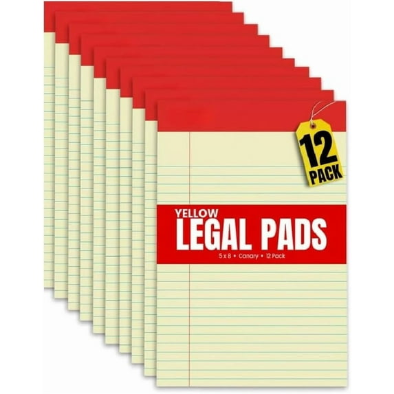 1InTheOffice Yellow Legal Pads 5x8, Notepad Narrow Ruled, Canary, 50 ...