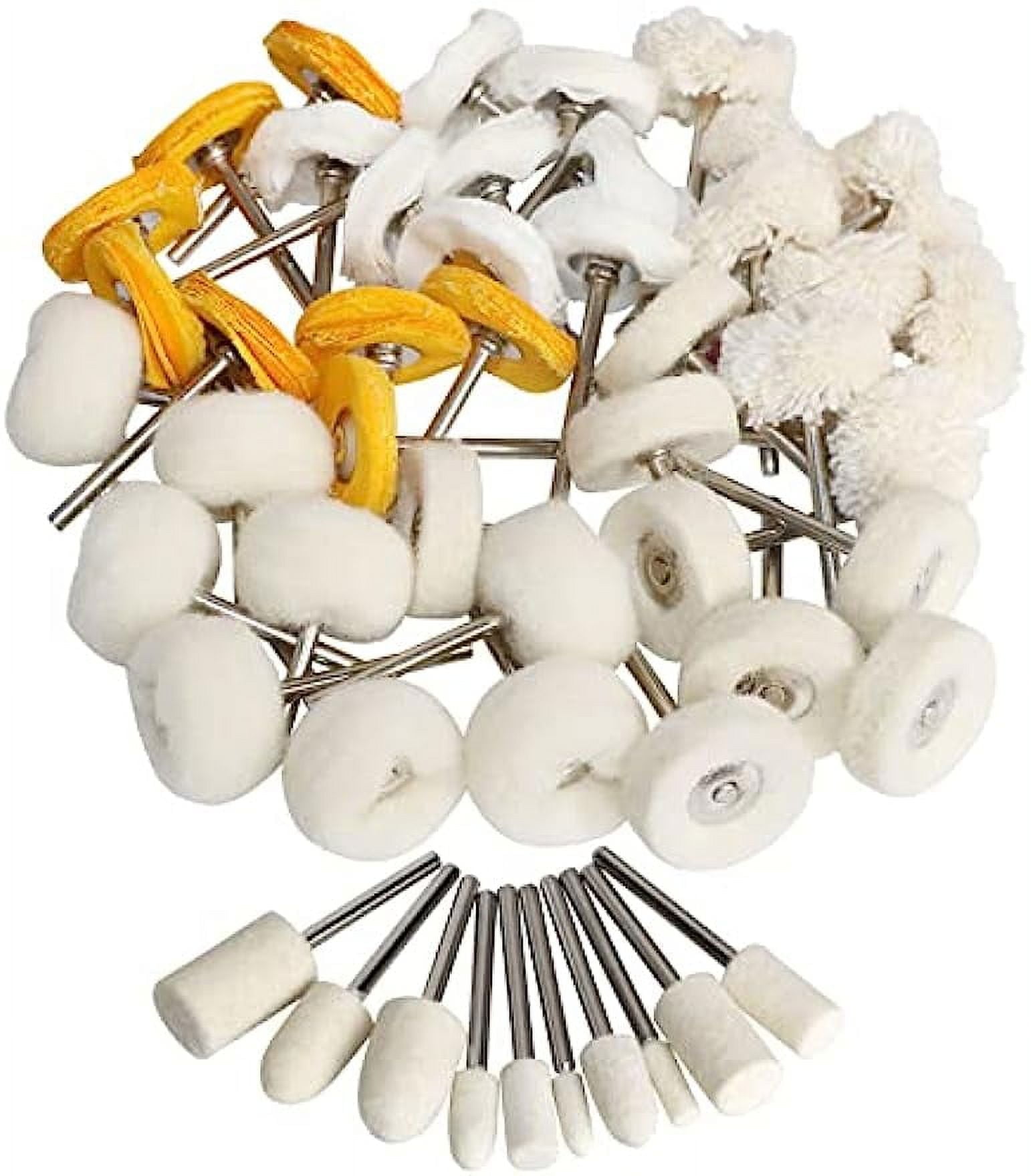 1Inch Polishing Buffing Wheel Set,Wool Felt Cotton Mounted 3mm Shank ...
