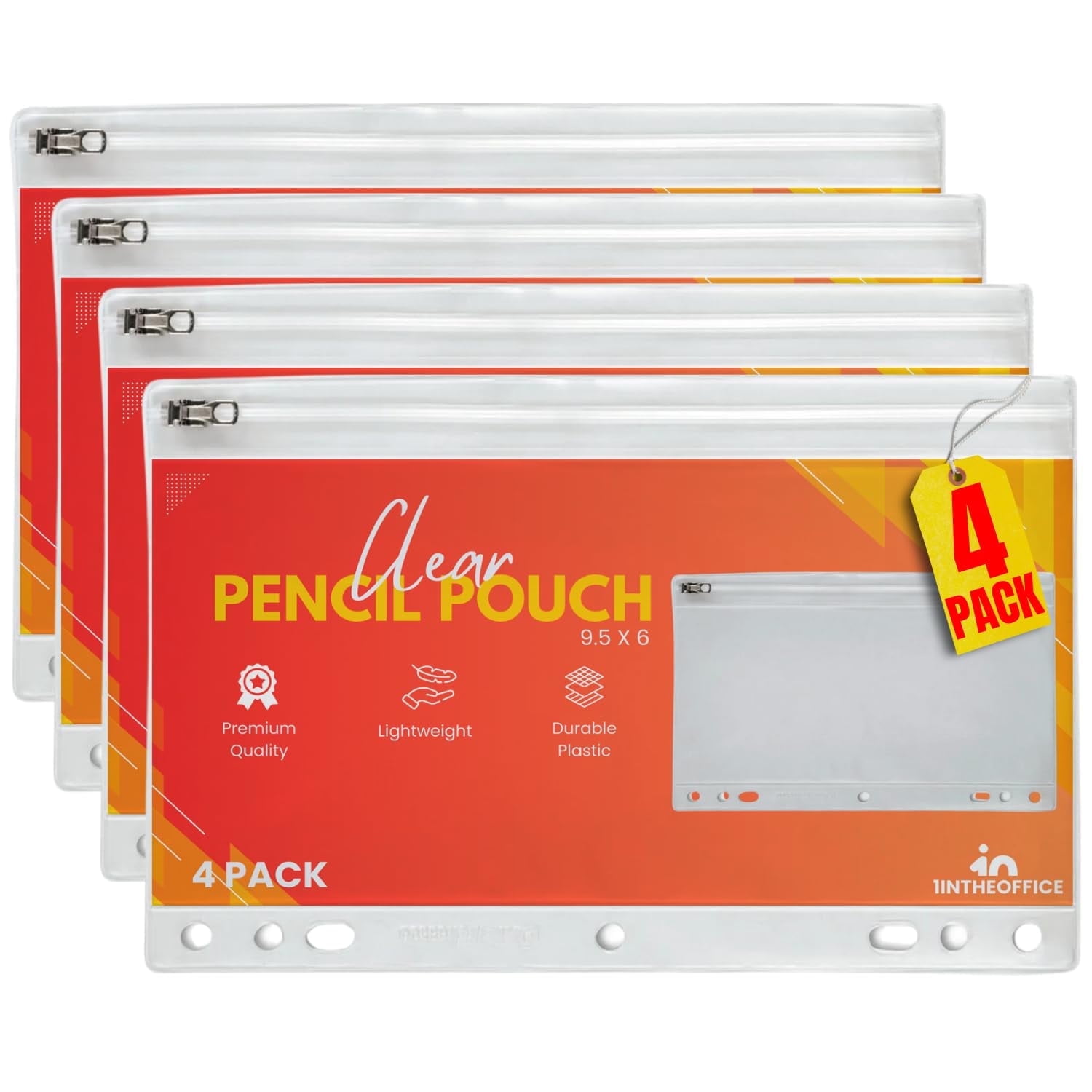 1IntheOffice Clear Pencil Pouch For 3 Ring Binder, Ring Binder Pockets ...