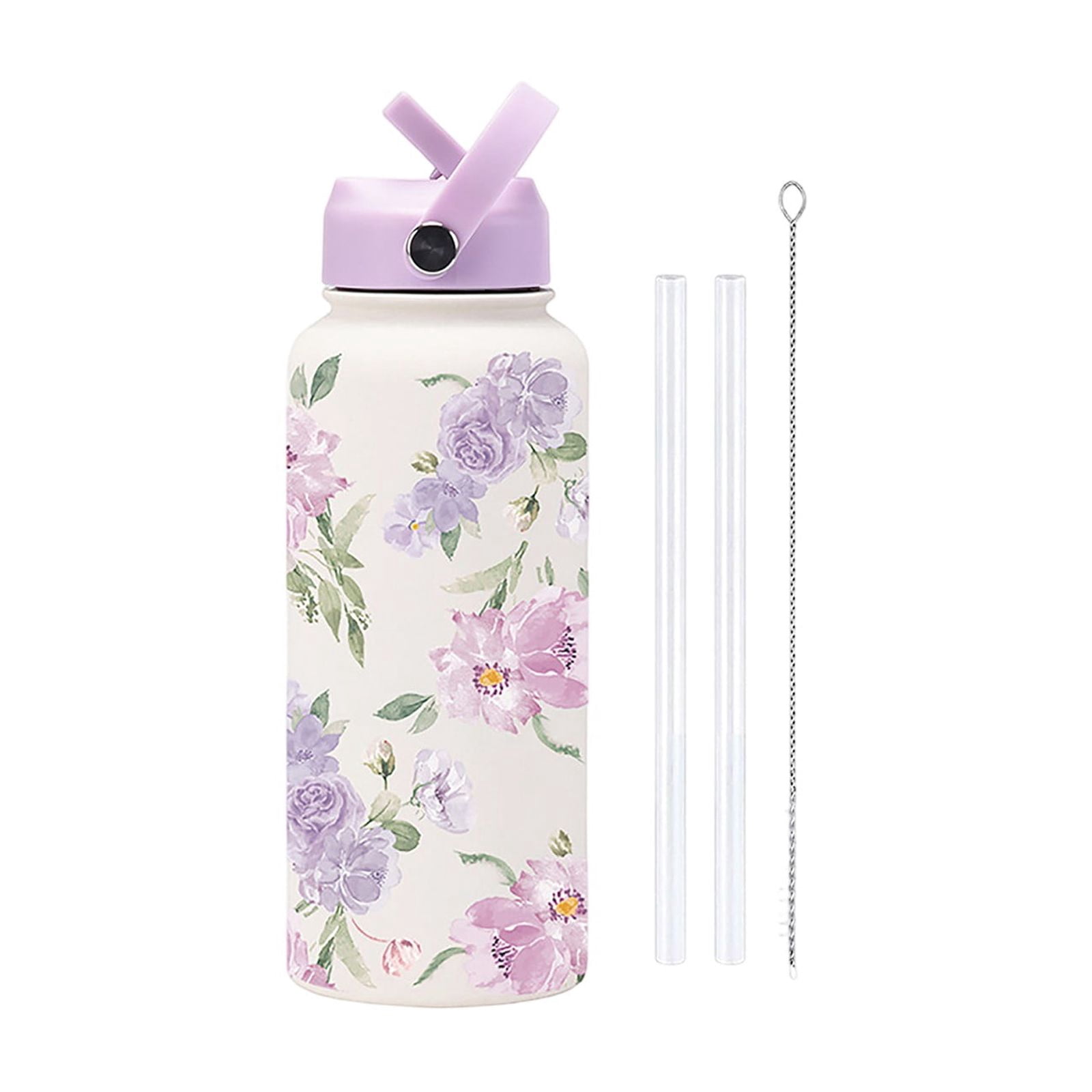 1L (34oz) Stainless Steel Sports Water Bottle with Straw, Large ...