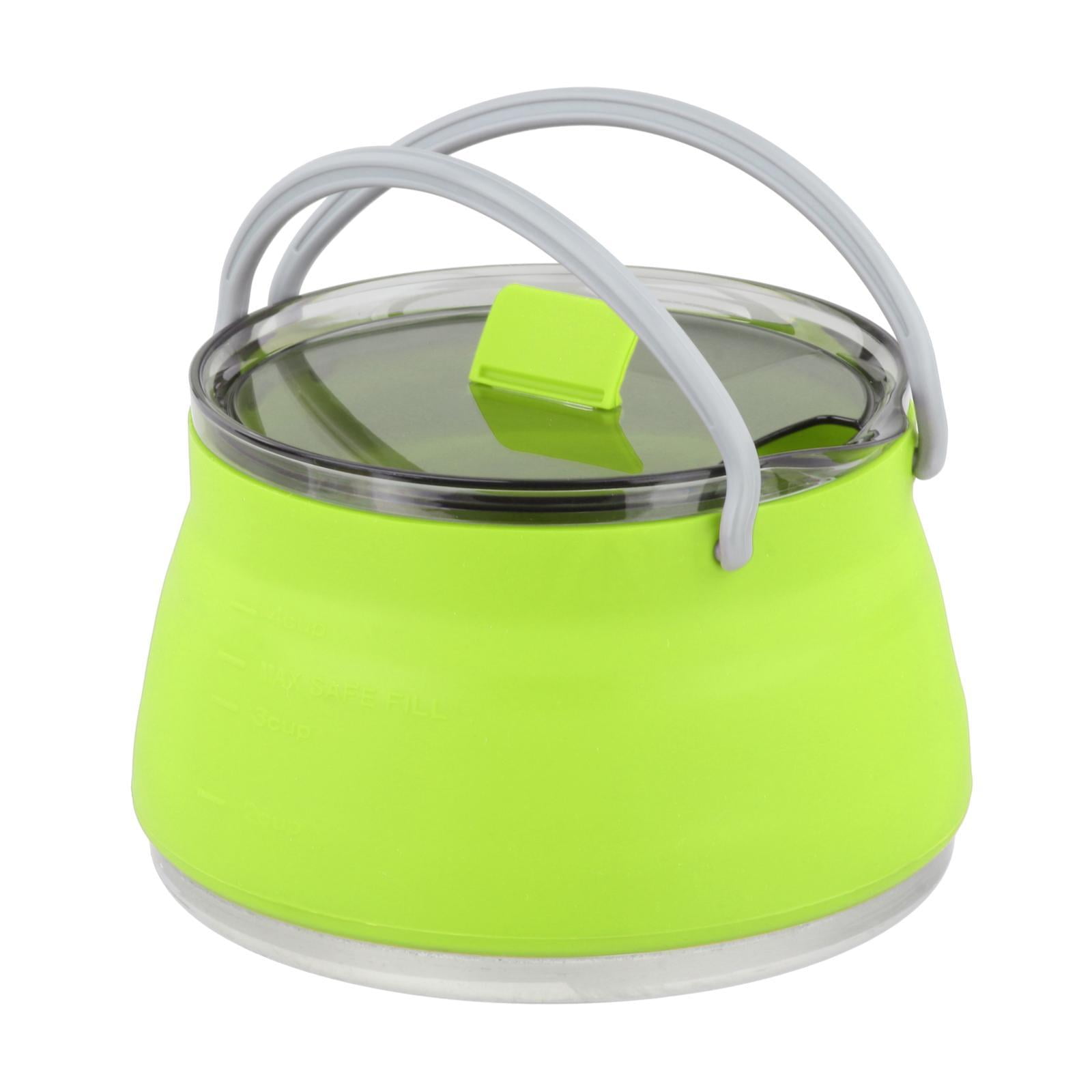 1L Camping Silic Folding Kettle Collapsible Cooking Pot Hiking Kettle ...
