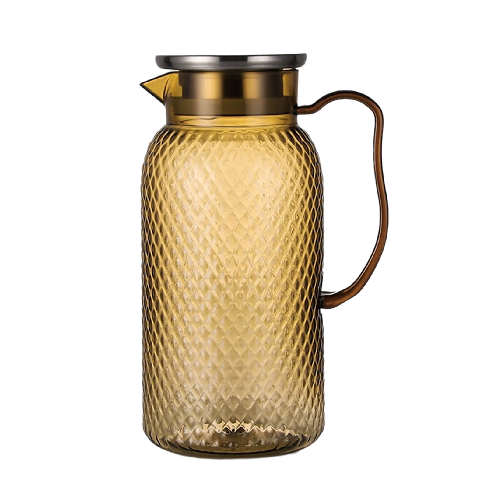 1L Cold Water Pitcher with Stainless Steel Lid, Glass Beverage ...