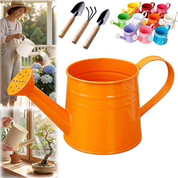 1L Galvanized Steel Watering Can Vintage White Metal Sprinkling Kettle ...