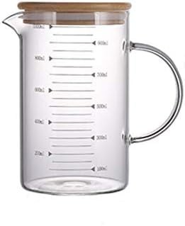 1L Glass Measuring Cup (lid): Large pitcher/beaker with clear scale ...