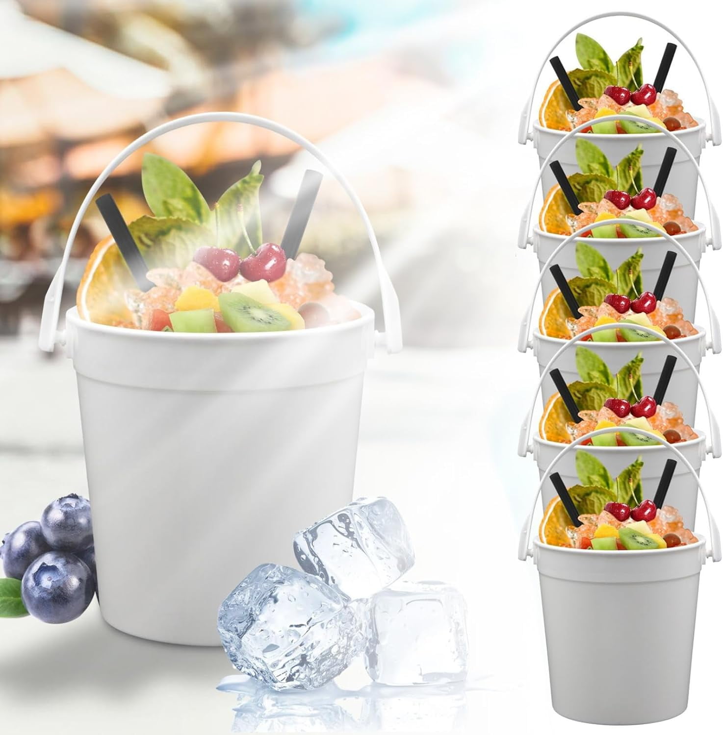 1L Ice Cream Buckets with Handles, Summer Cocktail Rum Drink Buckets ...
