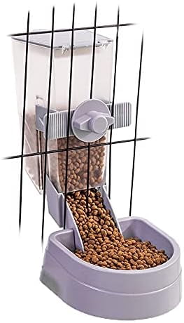 1L Rabbit Cage Automatic Feeder Food Dish Small Animal Bin Feeder with ...