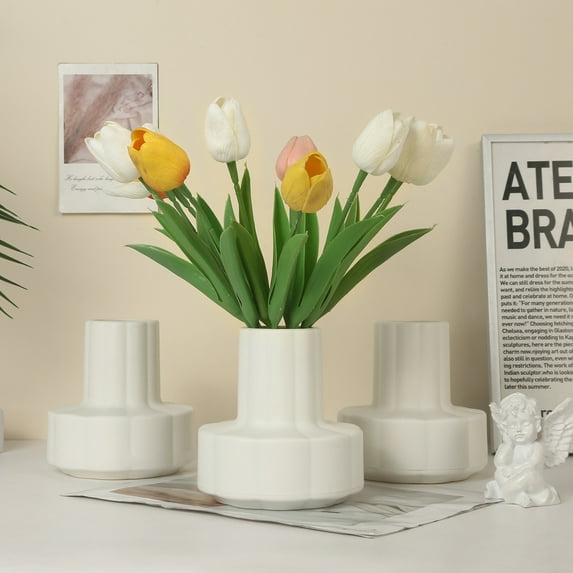 1L Roman Column Flower Vase with Detachable Base | White Plastic ...