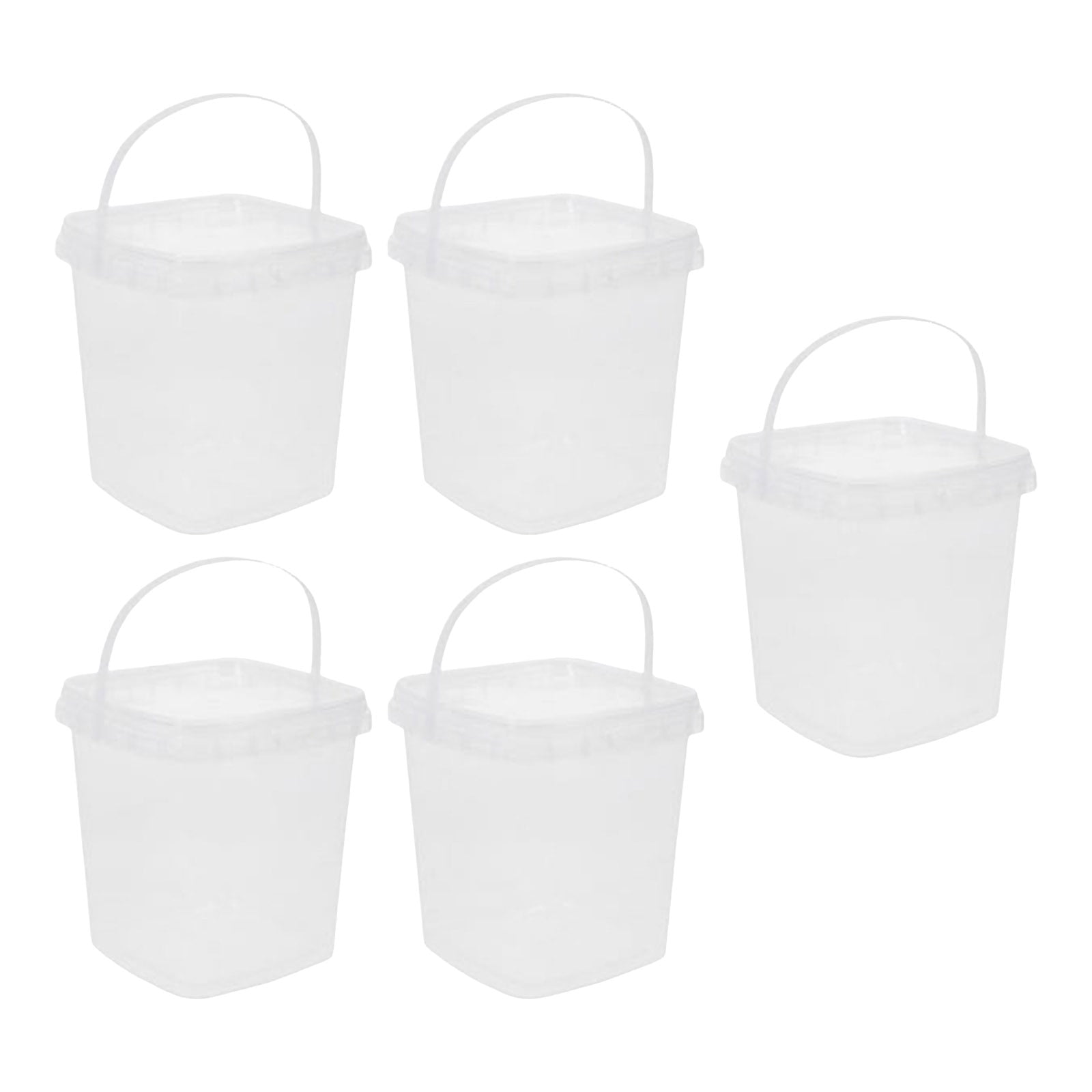 1L Transparent Square Bucket with Lid & Handle, Portable Sealed ...