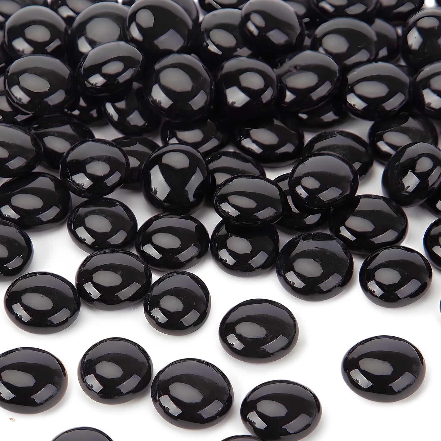 1LB Flat Glass Marbles, Black Glass Beads Bulk Vase Fillers Gemstones ...