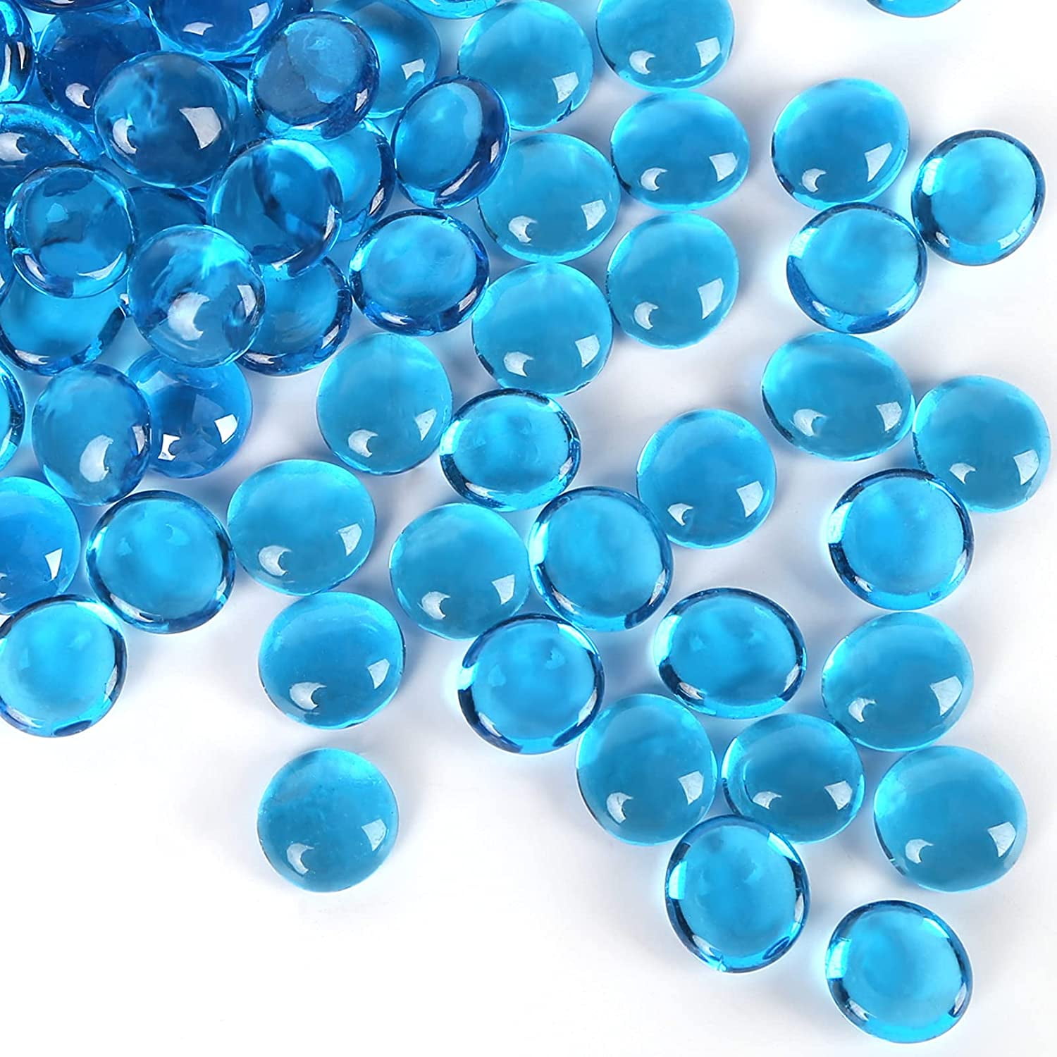 1LB Light Blue Flat Glass Marbles, Glass Pebbles Vase Fillers for ...