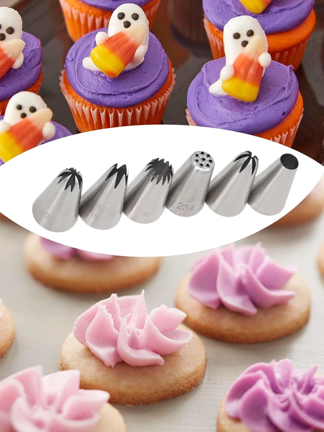 1M 2A 2D 2F 6B 234 Piping Tips Set,Star Round Drop Flower Eclair Grass ...