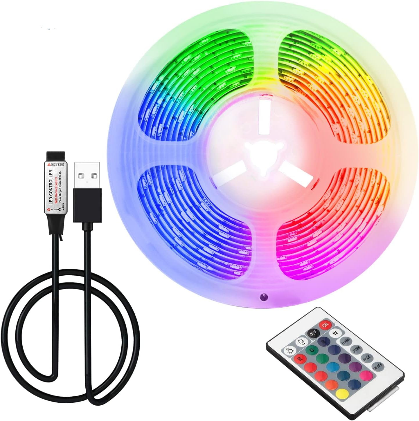 1M 2M 3M 5M USB LED Strip Lights, DIY Indoor Decoration, for TV ...