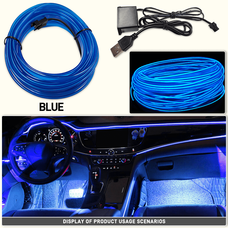 1M/3M/5M Car Interior Led Decorative Lamp EL Wiring Neon Strip For Auto ...