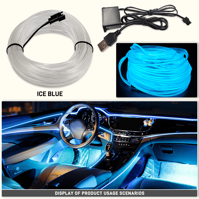 1M/3M/5M Car Interior Led Decorative Lamp EL Wiring Neon Strip For Auto ...