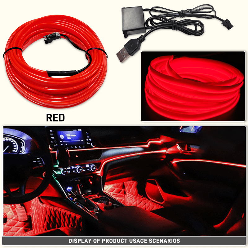 1M/3M/5M Car Interior Led Decorative Lamp EL Wiring Neon Strip For Auto ...