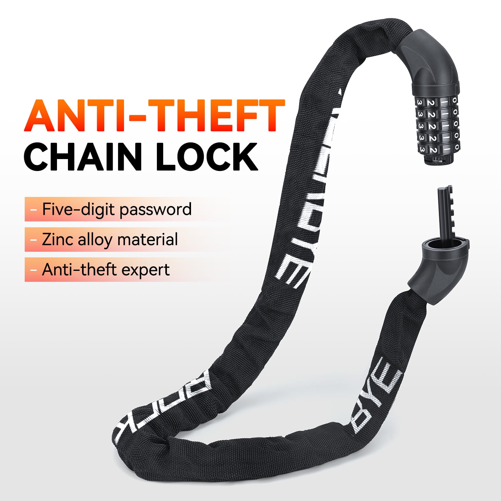 1M Bicycle Chain Lock 5 Digit Code Combination Anti-Theft Heavy Duty ...