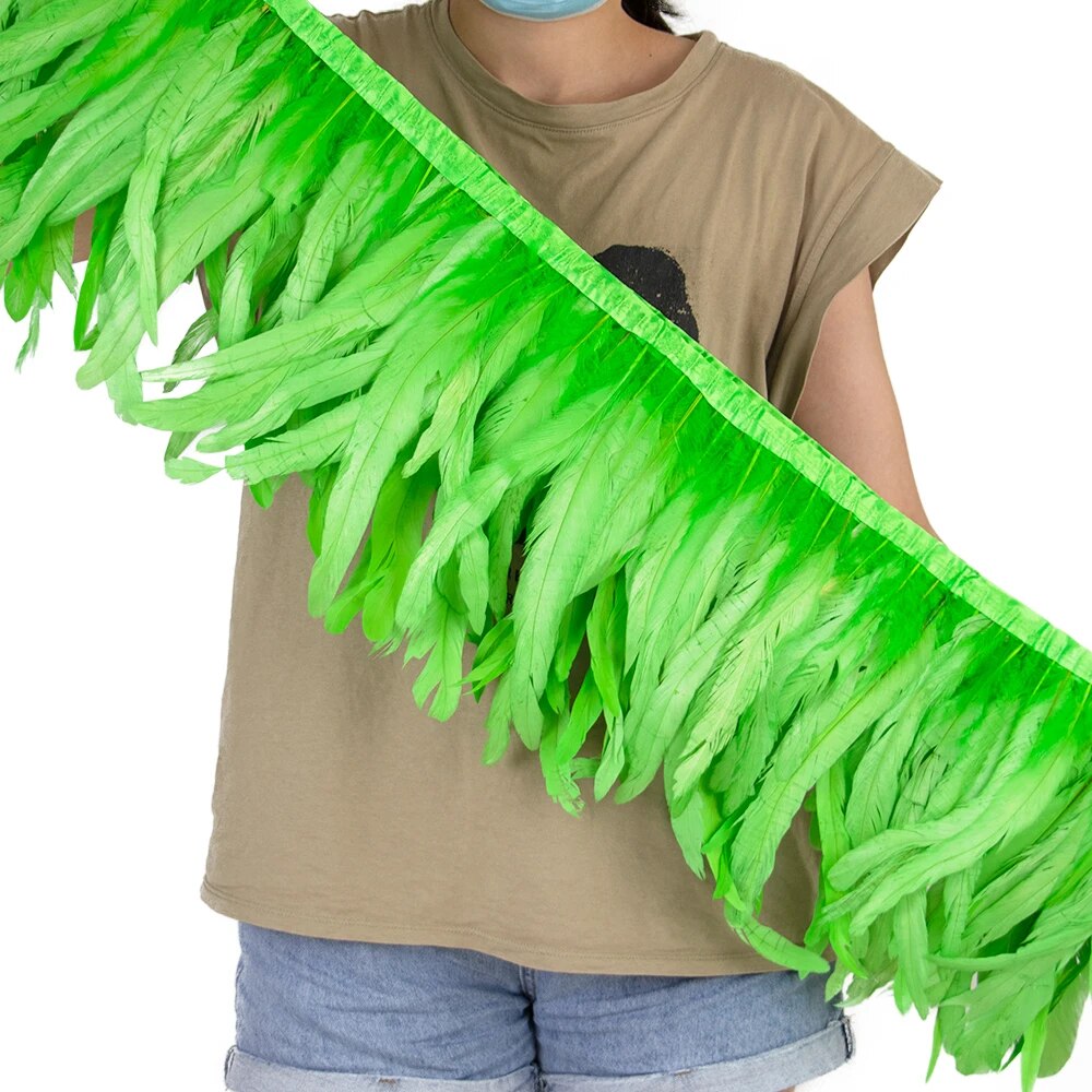1M Gold Silver Rooster Tail Feather Ribbon Crafts 25-30cm Natural ...
