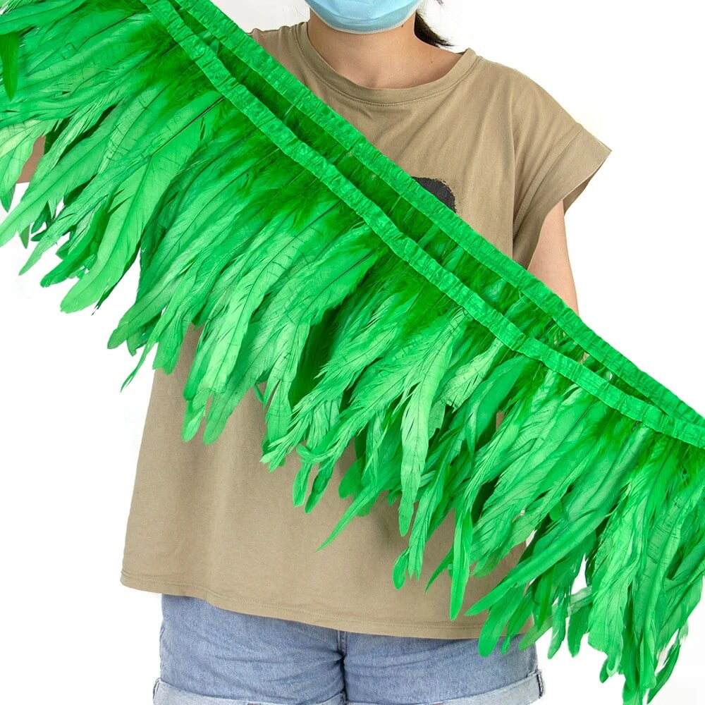 1M Gold Silver Rooster Tail Feather Ribbon Crafts 25-30cm Natural ...